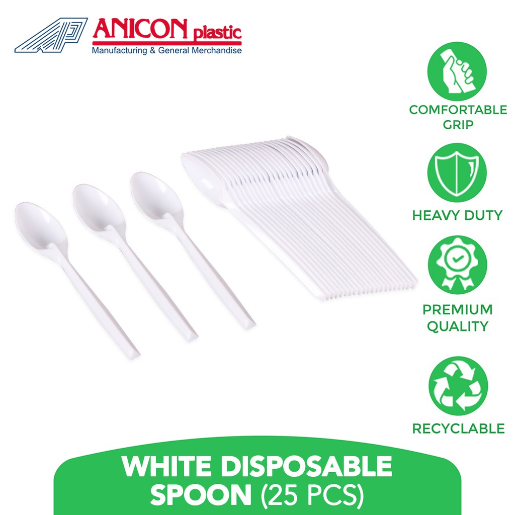 Anicon Premium Quality Disposable Spoon- 25pcs (White - Small) | Shopee ...