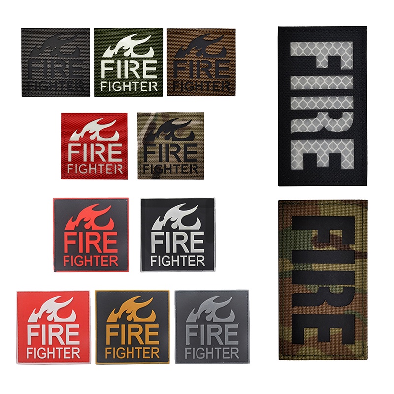 Mini Reflective Firefighter Patch Rescue Military Hook Back Patch Medic ...