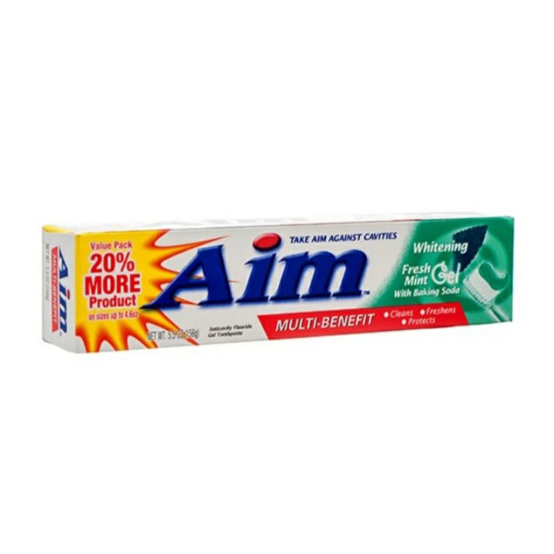 Aim Whitening Fresh Mint Gel Toothpaste with Baking Soda Teeth ...