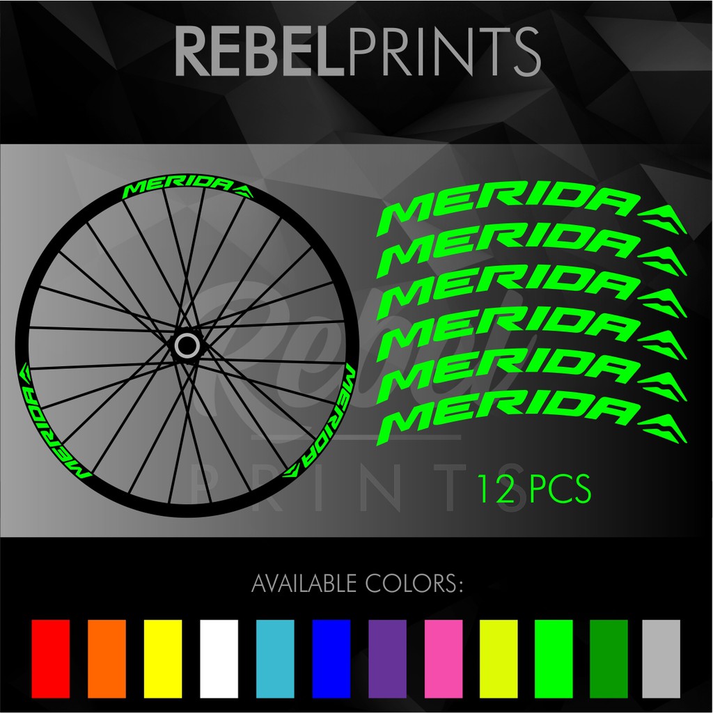 MERIDA (12 pcs) Wheel Rim Stickers for Mountain Bike | Shopee Philippines