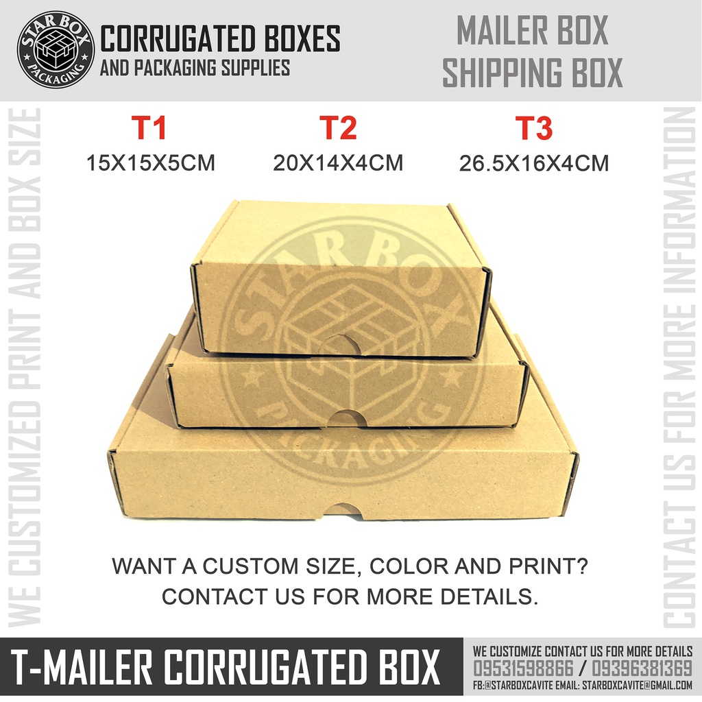 Starbox T0 T1 T2 & T3 Brown Kraft Mailer Box T-Mailer Box Corrugated Box Shipping Box Packaging ...