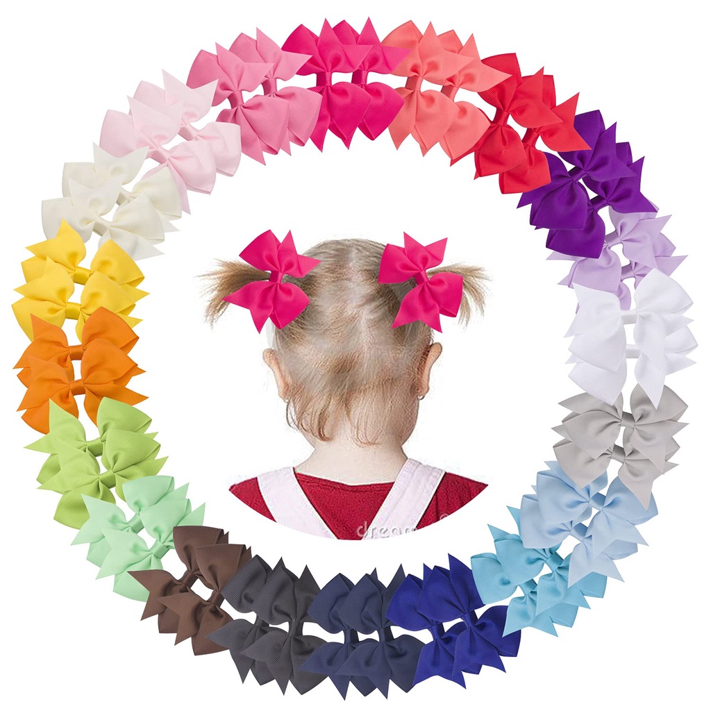 40Pcs 4" Hair Bows Clips Grosgrain Ribbon Bows Hair Barrettes ...