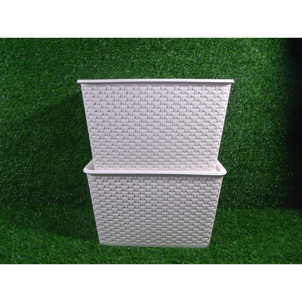 #819 Cream Rattan plastic Basket (Buy 1 Take 1) (size: Large) | Shopee ...