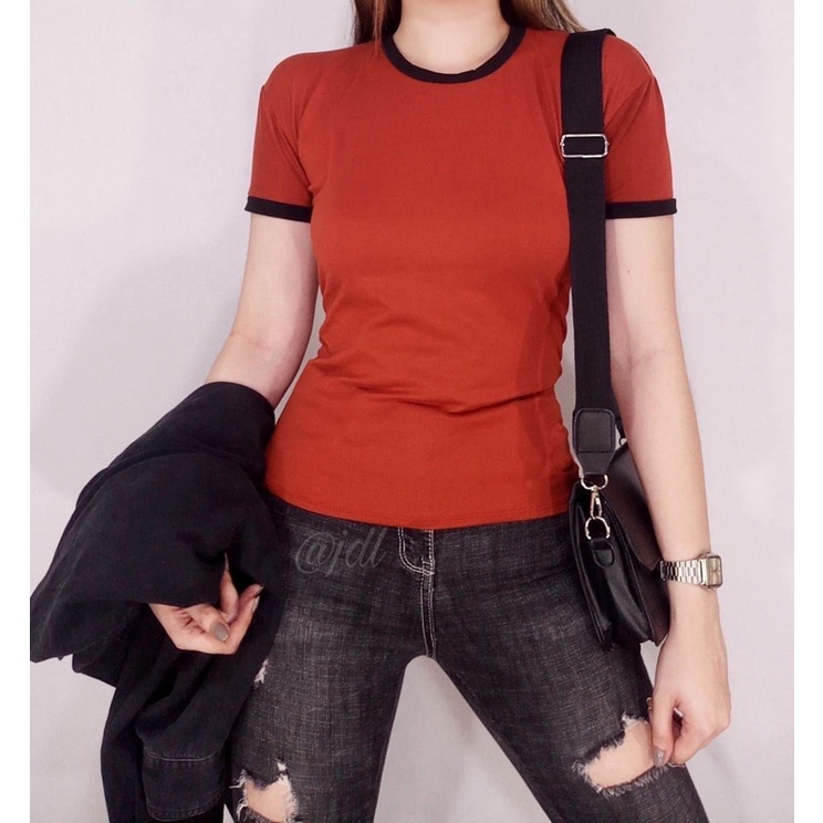 Plain Ringer Tees (fit Up to Medium) | Shopee Philippines