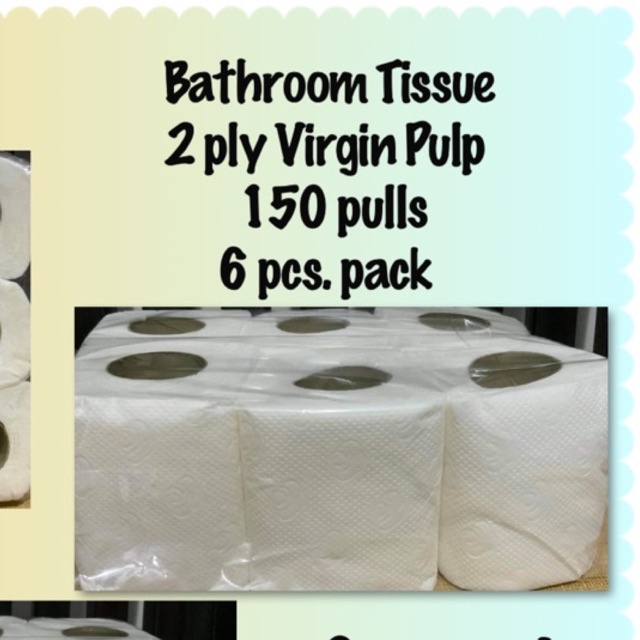 Bathroom Tissue Virgin Grade or Pure pulp 2ply 6 pcs. per pack | Shopee ...