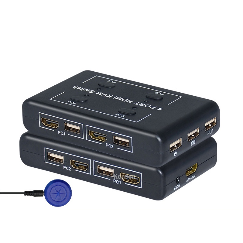 4K HDMI KVM Switch 4 Port USB KVM HDMI Switcher 4x1 4k@30HZ USB HDMI KVM Switch box For Keyboard ...