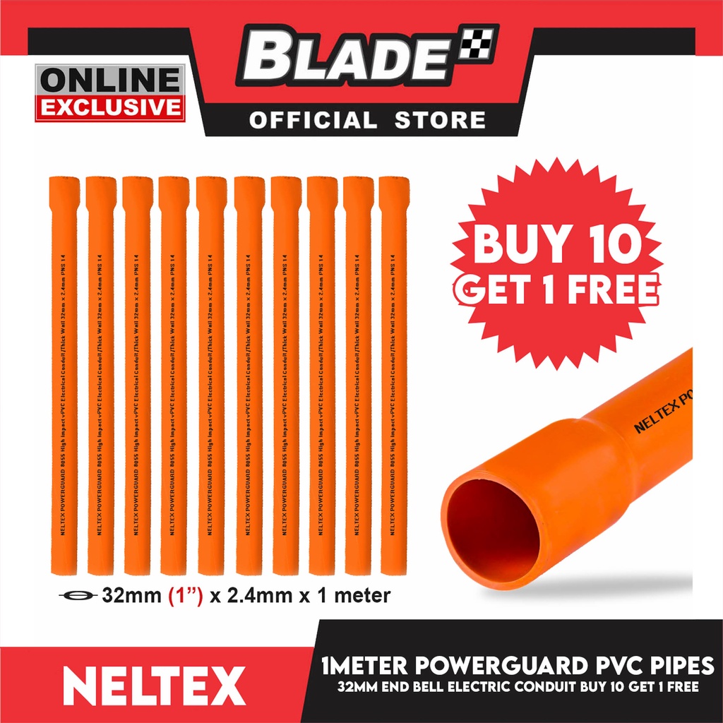 Buy 10 Get 1 Free Neltex PVC Powerguard Pipe with End Bell 32mm x ...
