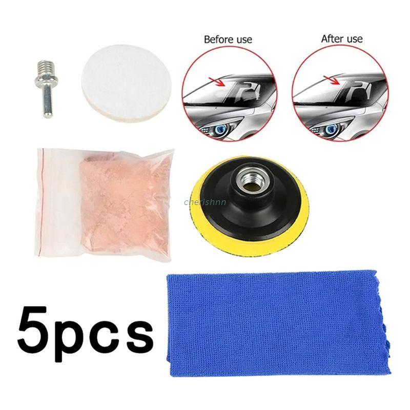 chin 5pcs Car Polish Glass Windshield Polishing Kit Scratch Removal ...