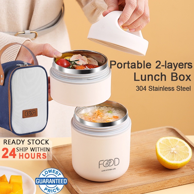 [680ml] Portable Insulation Lunch Box Breakfast Cup Soup Cup Stainless ...