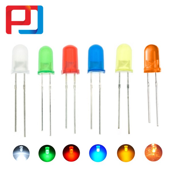 100PCS 5mm LED Diode Light Diffused Assorted Orange Green Blue White ...