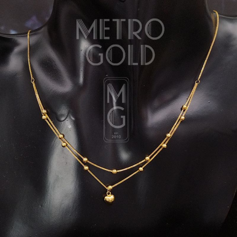 18K Saudi Gold 14 Balls Heart Center Necklace | Shopee Philippines