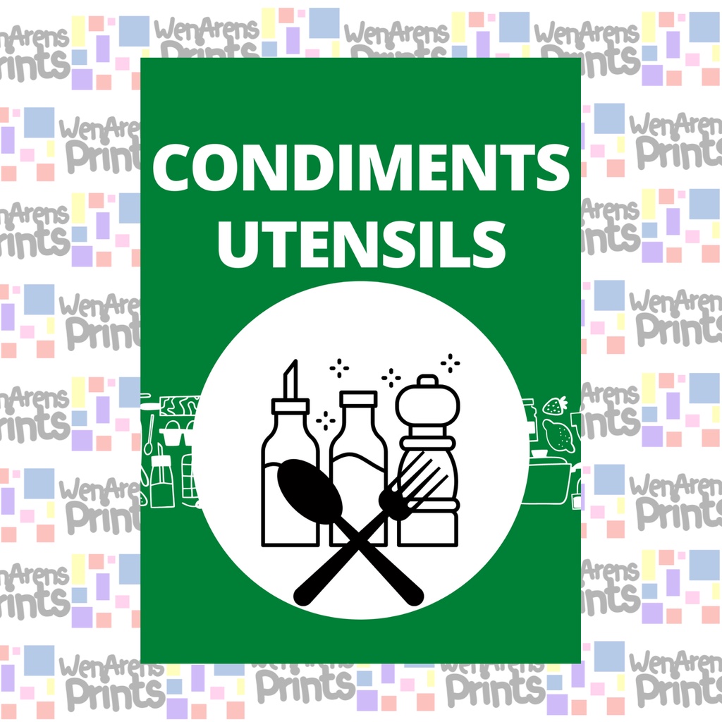 Self Service Condiments Utensils Area A4 Size PVC Plastic, Laminated ...