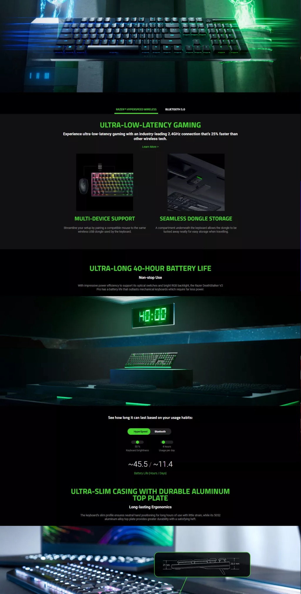 Razer DeathStalker V2 Pro - Wireless Low Profile Optical Gaming ...