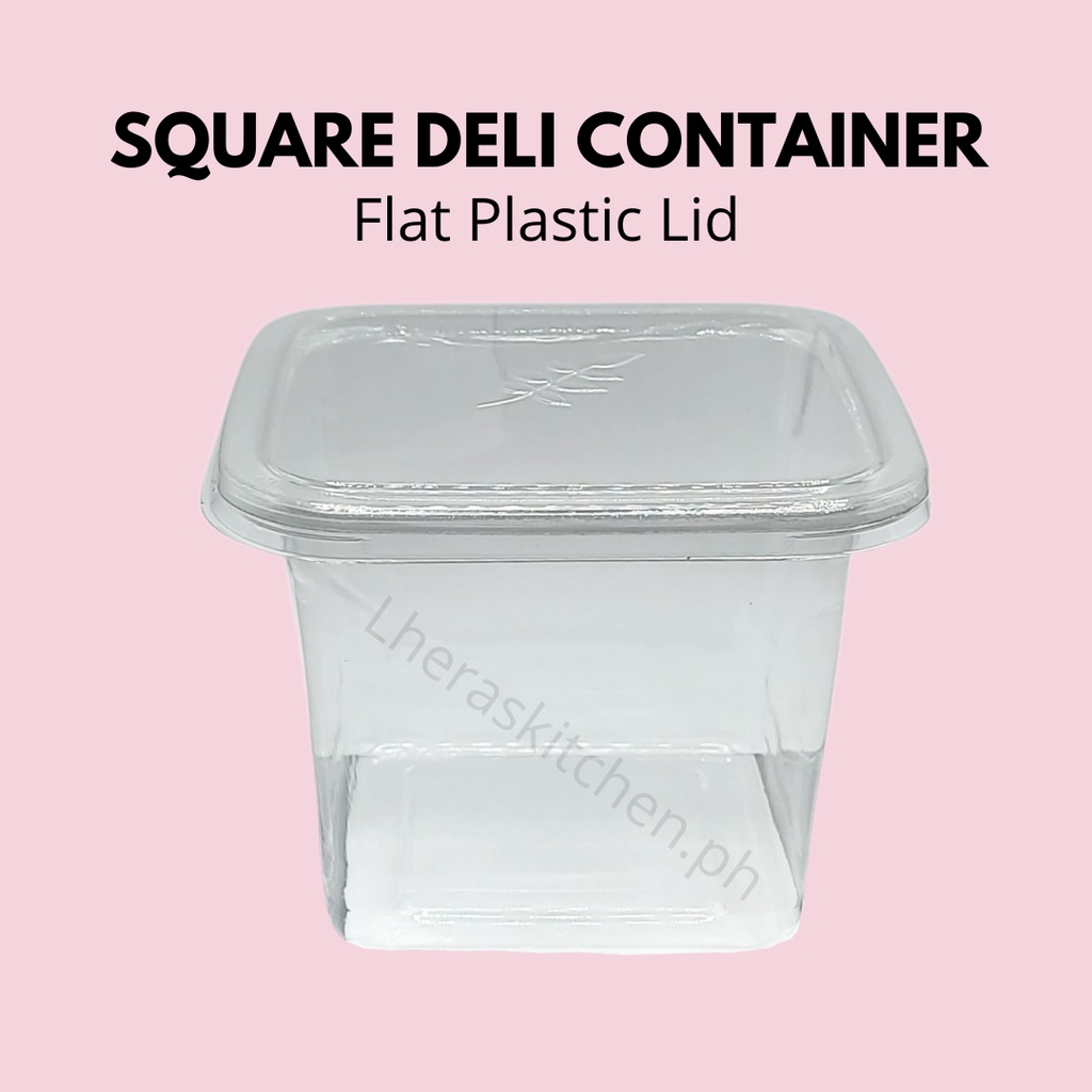 [20pcs] Square Deli Container with FLAT LID for Desserts | Shopee ...