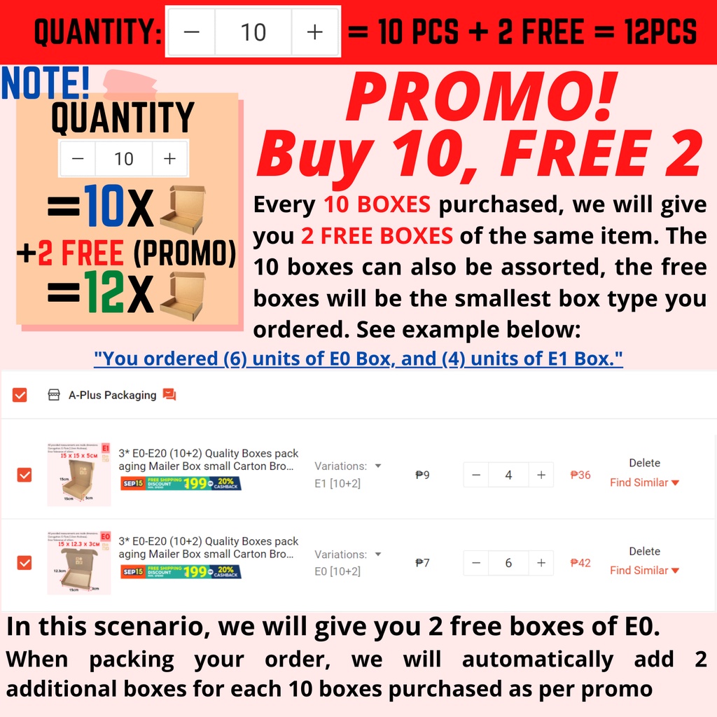 5⭐ Mailer Boxes E0, E1, E2 Corrugated Packaging Box (10+2 FREE Promo) Gift Kraft Brown Die Cut ...