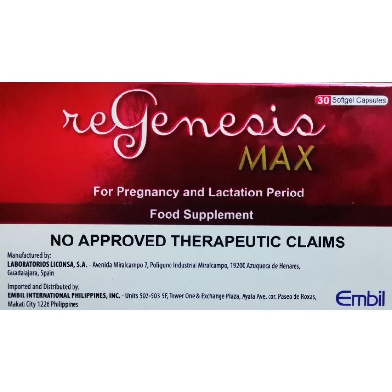 Regenesis Max Original 30 softgel Capsules/ Box for Pregnancy and ...