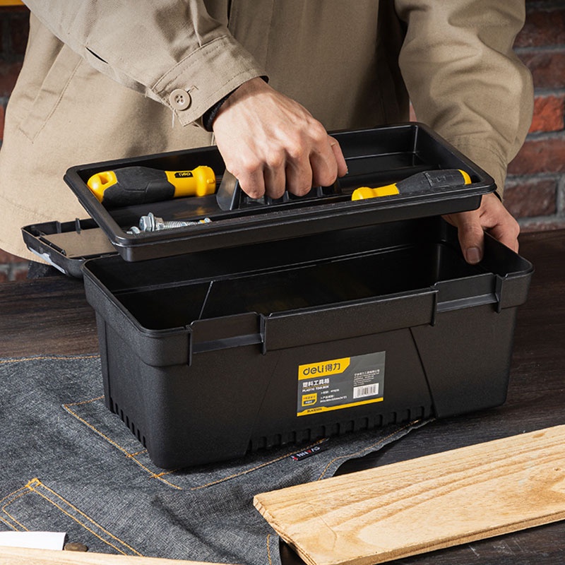 Deli (12/13/14/15 Inch) Tool Box Heavy Duty Plastic Tool Storage Box ...