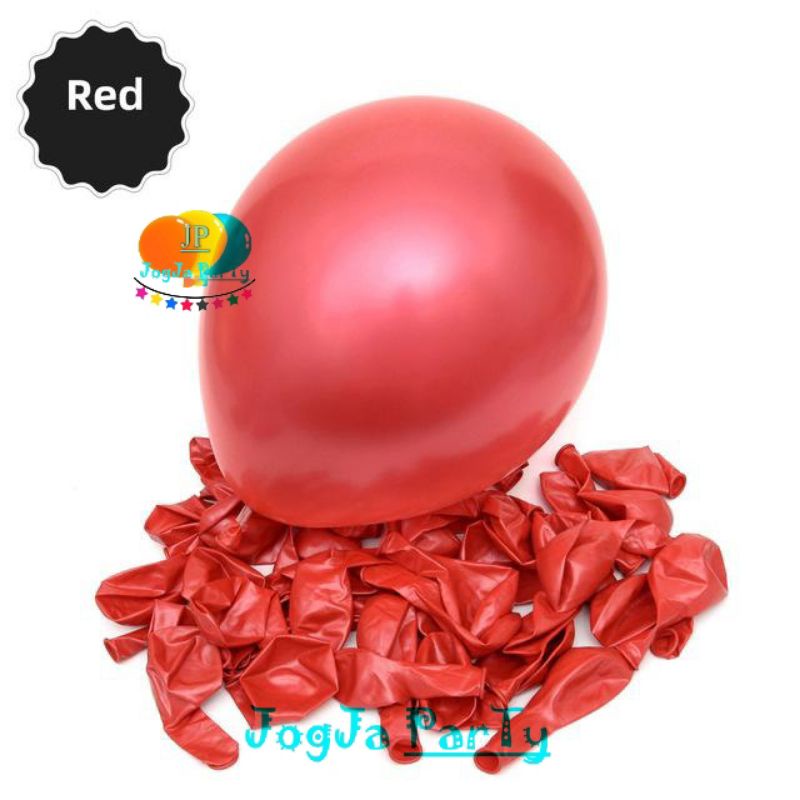 MERAH Red Metallic Balloons Red latex Balloons latex Balloons In jogja ...