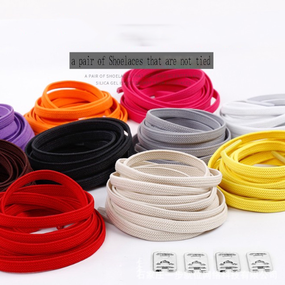 1pair 100CM No Tie Lazy Shoelaces Rubber Shoes Lace Safe Elastic Flat ...