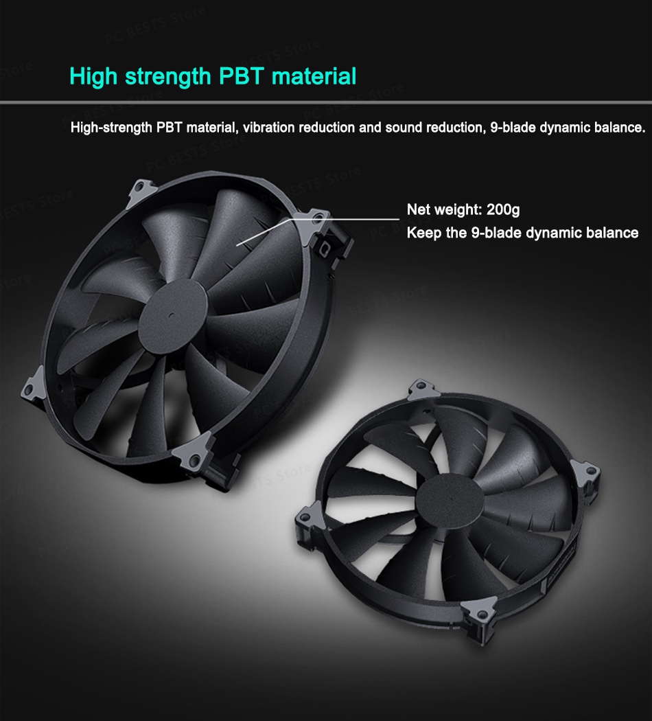 PHANTEKS F200SP Black High Air Volume Computer Case Fan 200mm 3Pin ...