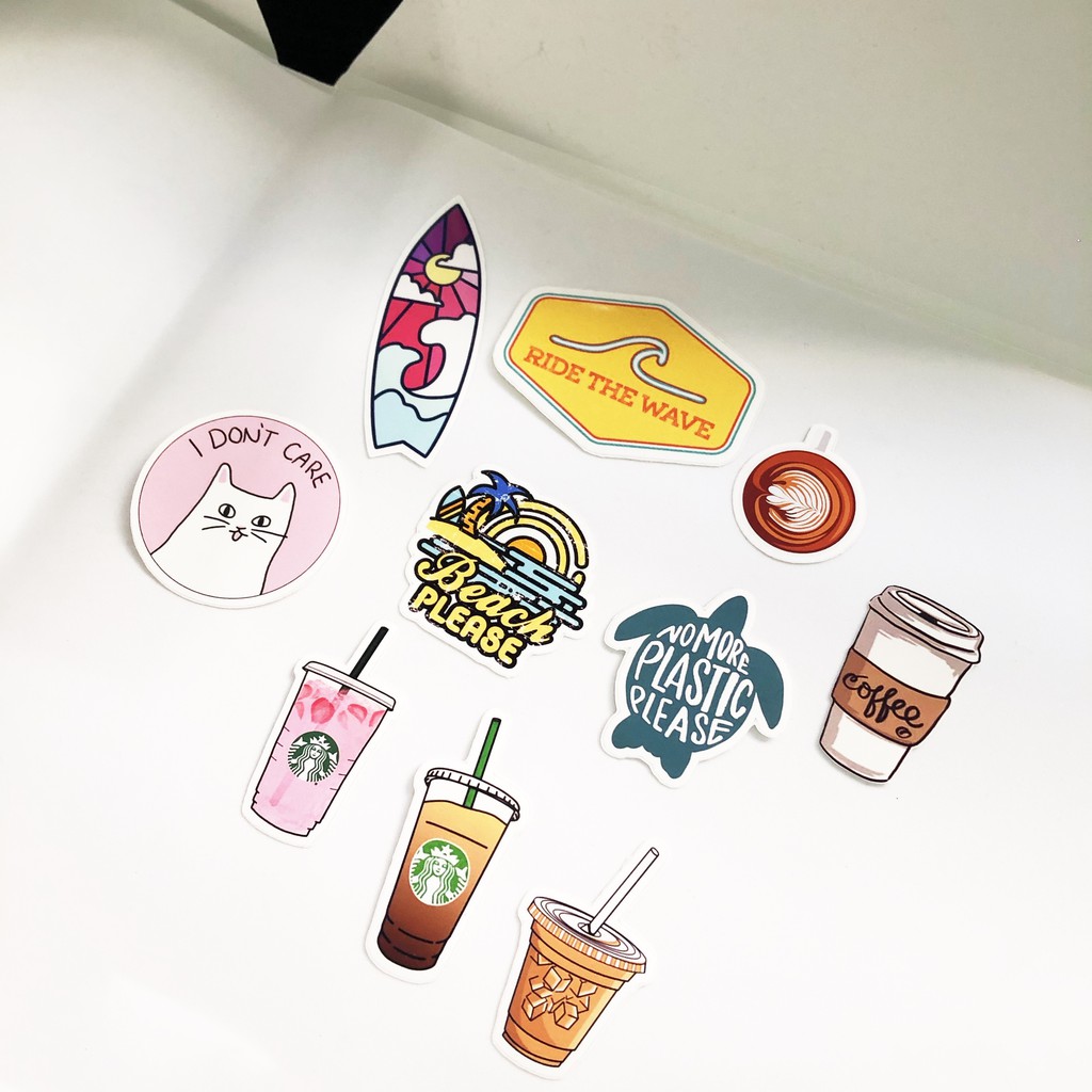 Brand New Waterproof Summer themed Stickers starbucks coffee surfing ...