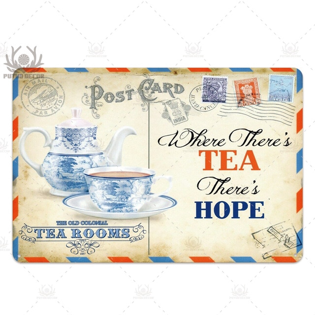 Tea Sign Metal Sign Plaque Metal Vintage Shabby Chic Tin Sign Metal ...