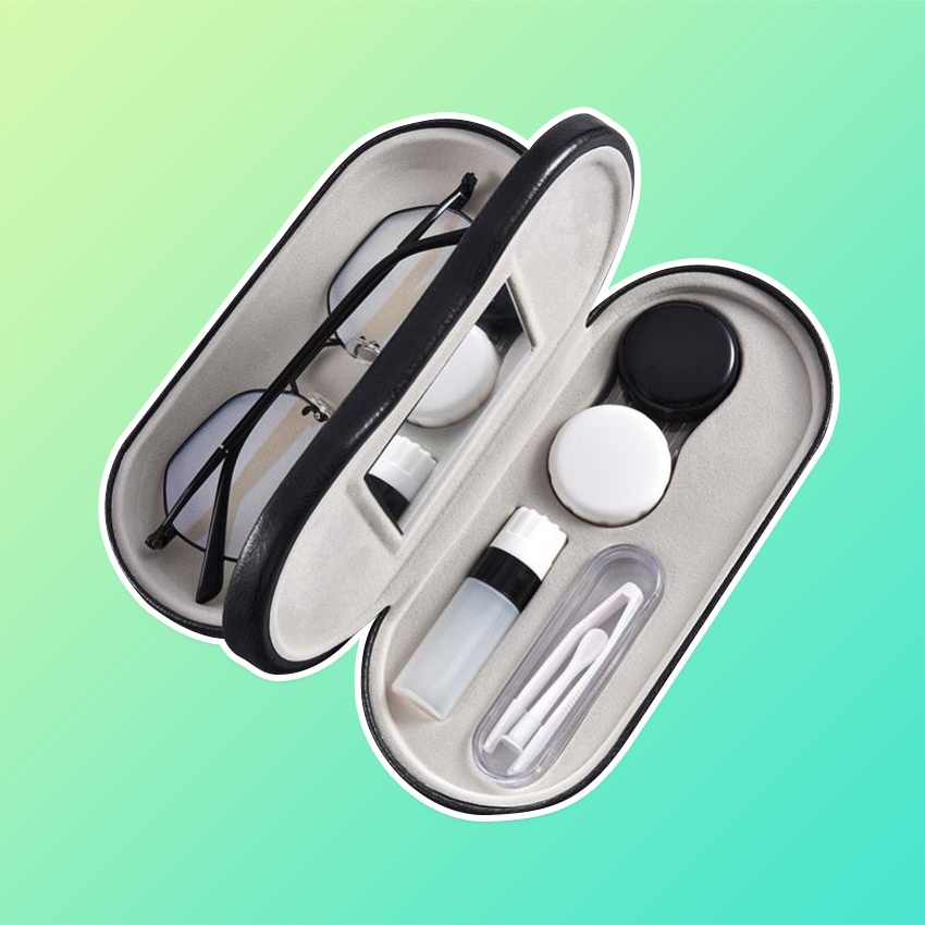 Dual Use Eyeglass contact lense case kit Eyewear Case shrad box with ...