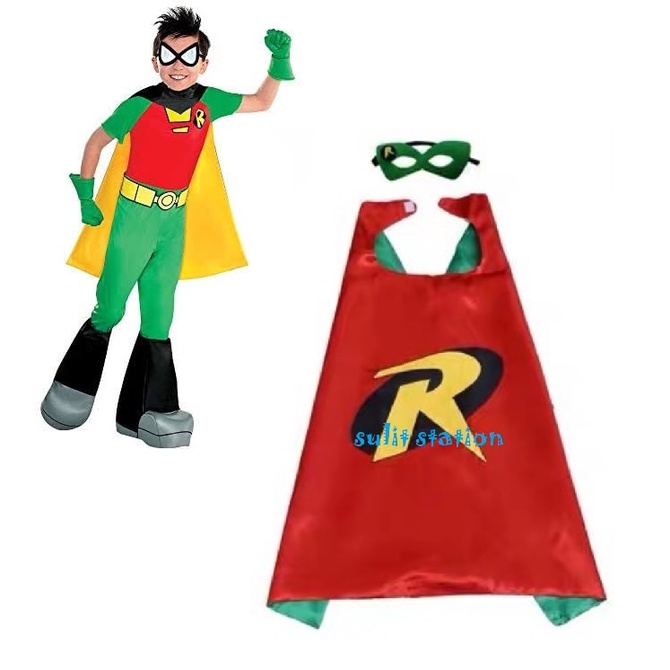 2in1 SUPER HERO BATMAN ROBIN ROBINHOOD BOY KIDS COSPLAY PRETEND CAPE ...