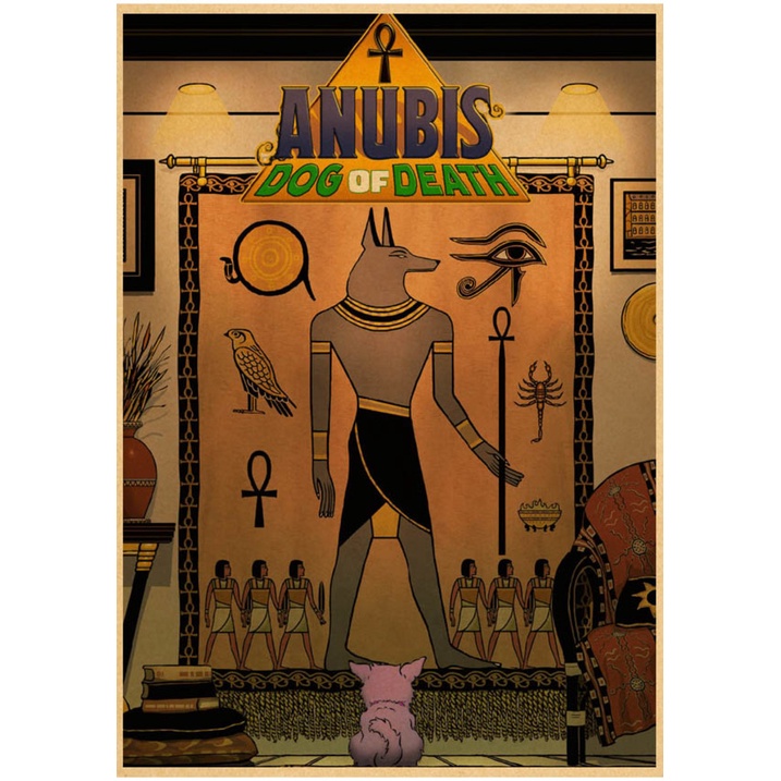 Ancient Egyptian Bastet Anubis god pharaoh poster wall painting on ...
