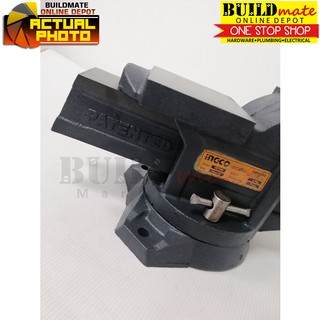 BUILDMATE Ingco Bench Vise with Anvil 4" Swivel Base Table Clamp Tool ...