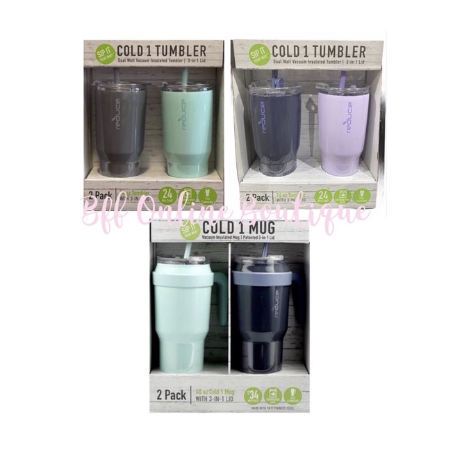 Reduce Cold 1 Mug Vacuum Insulated Patented 3 in 1 Lid (2 pack ...