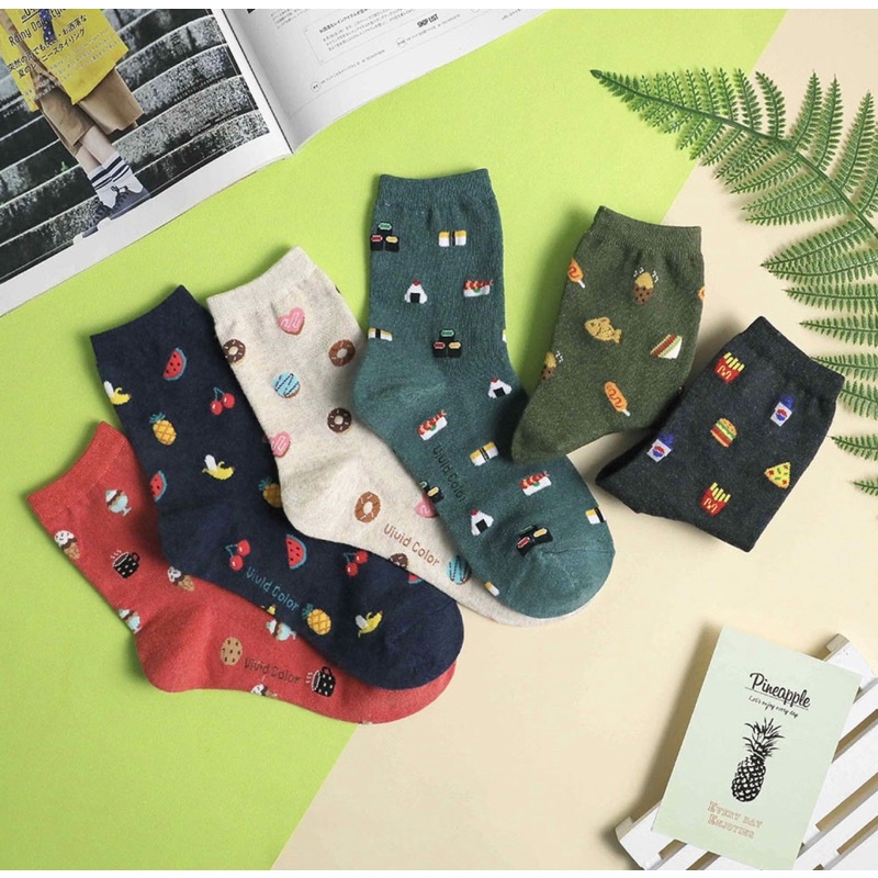Korean Socks - Food Donut Burger Fruit Fries - Iconic Socks | Shopee ...