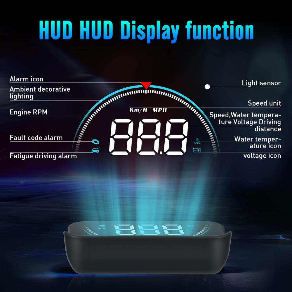 M8 HUD Head Up Display Car OBD2 OBD Overspeed Warning System Speedometer Projector Windshield ...