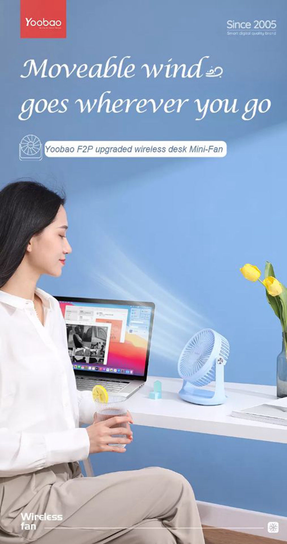 Yoobao F2 Pro Strong Wind Rechargeable Desktop Mini Fan 10000mAh ...