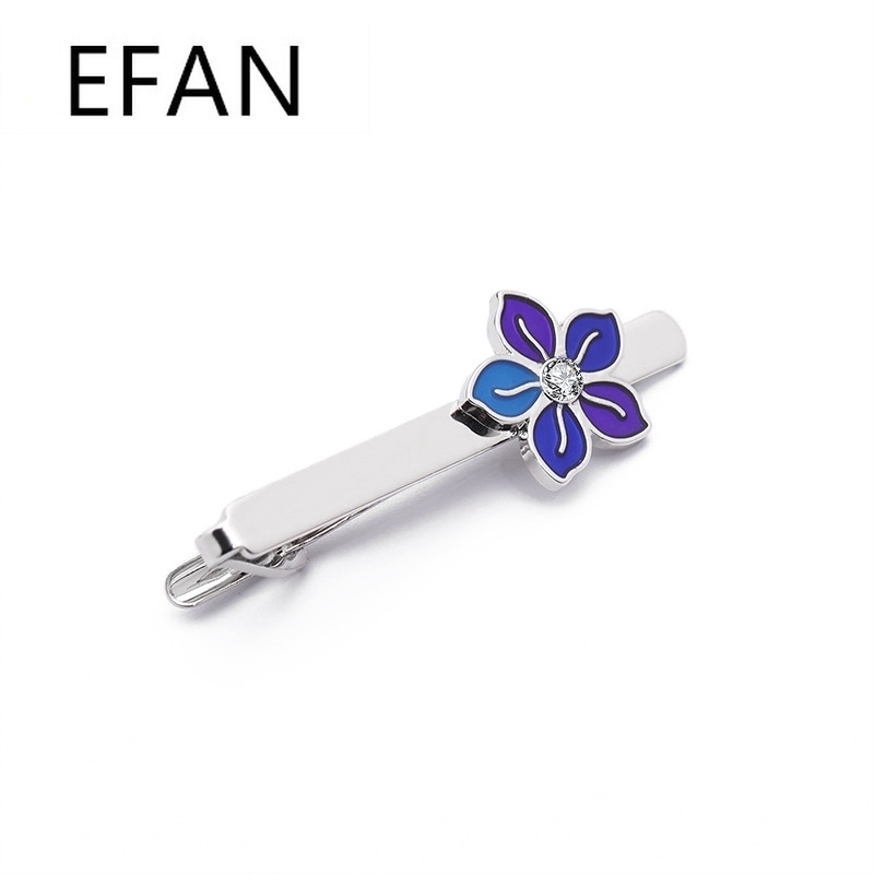 EFAN Metal Silver Ties Silk Flower Clip For Men Wedding Neckties Clasp ...