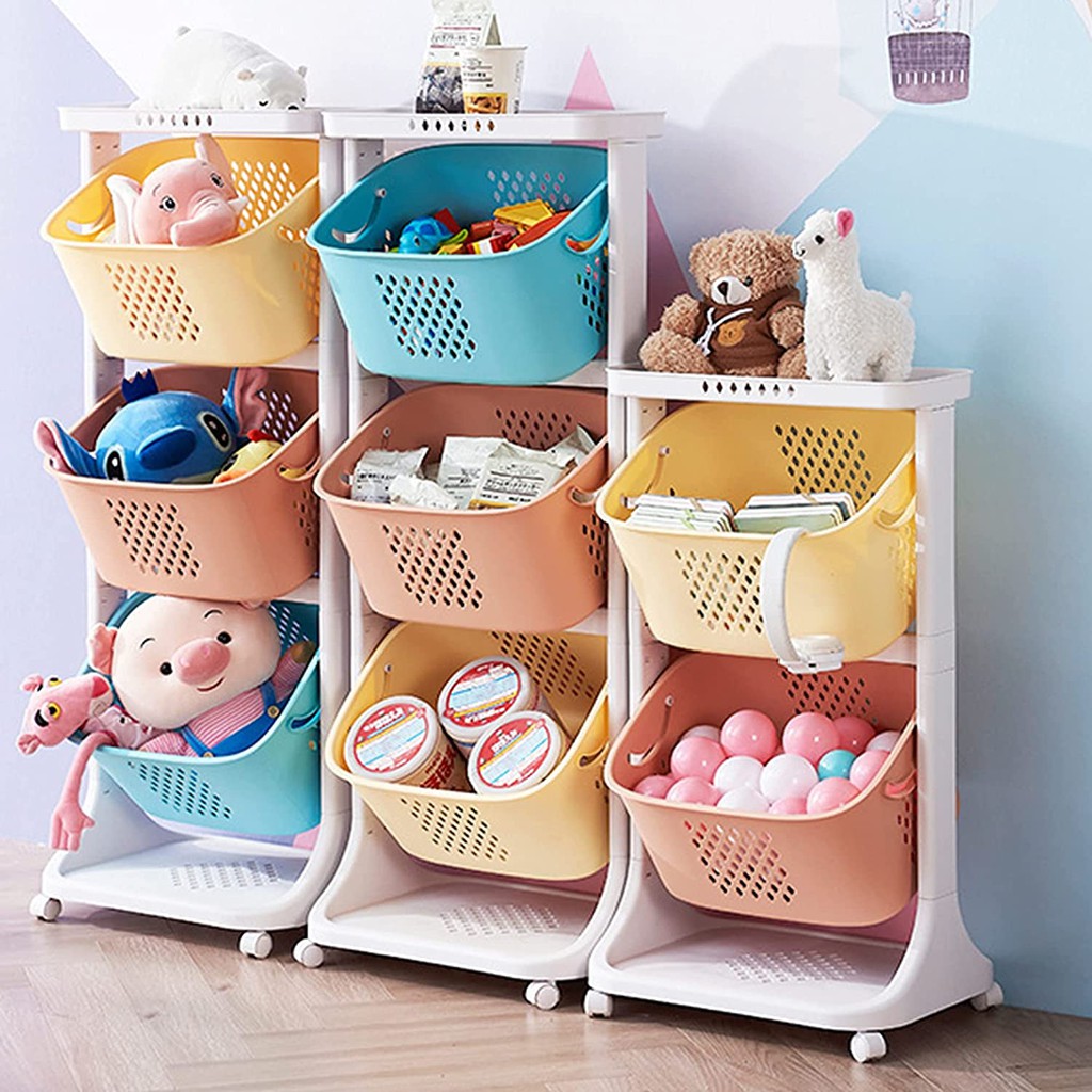 Shopifyph 2 / 3 -Tier Kids Toy Storage Rolling Cart Organizer Movable ...