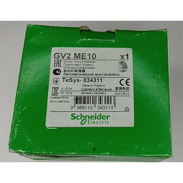 Schneider Electric GV2 ME10 Motor circuit breaker, TeSys GV2, 3P, 4-6.3 ...