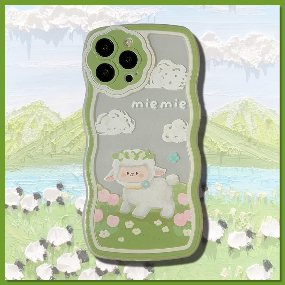 Wave border cloud flower Little lamb Sheep cub pattern compatible for ...