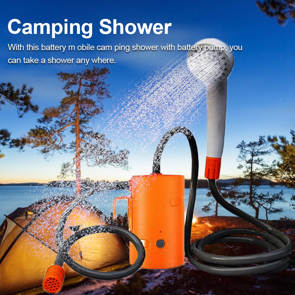 Outdoor Portable Shower With Battery Pump Electric Camping Rechargeable ...