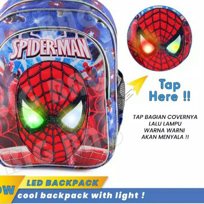 Spiderman Bag Kindergarten Paud Spiderman Bag Led Eyes On | Shopee ...