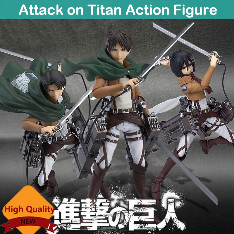 Anime Attack on Titan Eren Mikasa Ackerman Levi Rivaille Figma PVC ...