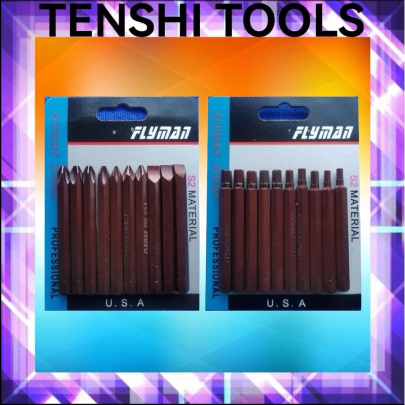 Impact screw bits and Allen bits set 10pcs Flyman Original | Shopee ...
