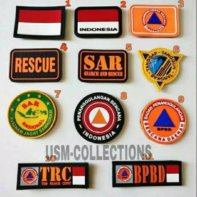 Timsar / RESCUE / BNPB / BPBD /TAGANA / TRC Rubber Velcro Emblem Patch ...