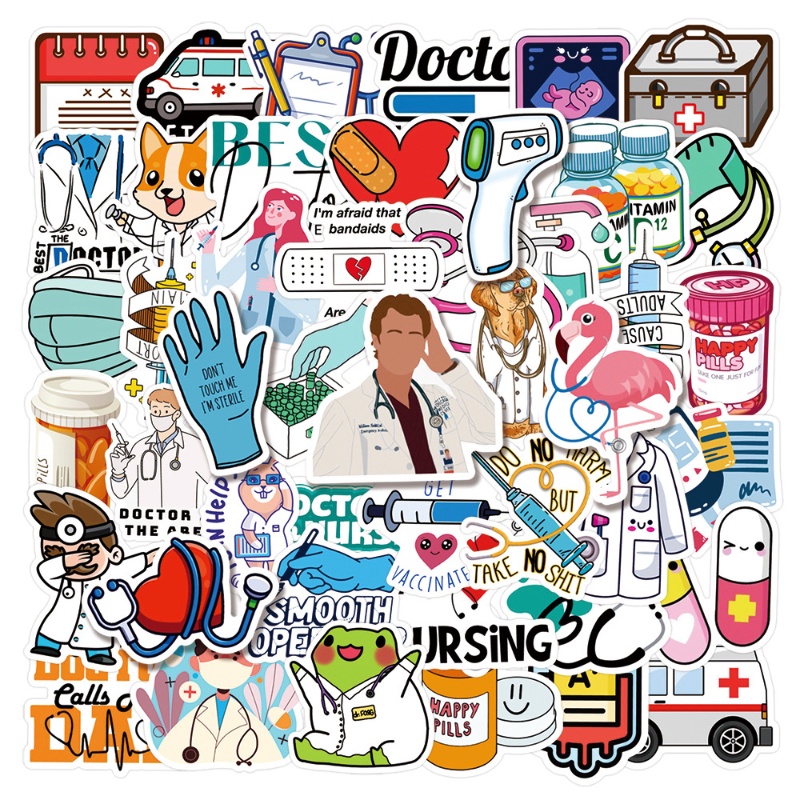 50pcs Doctor Stickers Waterproof Cute Doctor Stickers for Laptop ...