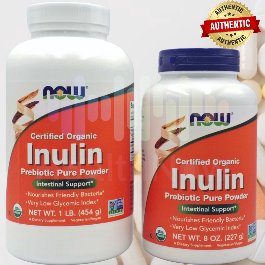 Now Foods Certified Organic Inulin Prebiotic Pure Powder 8 oz (227 g ...