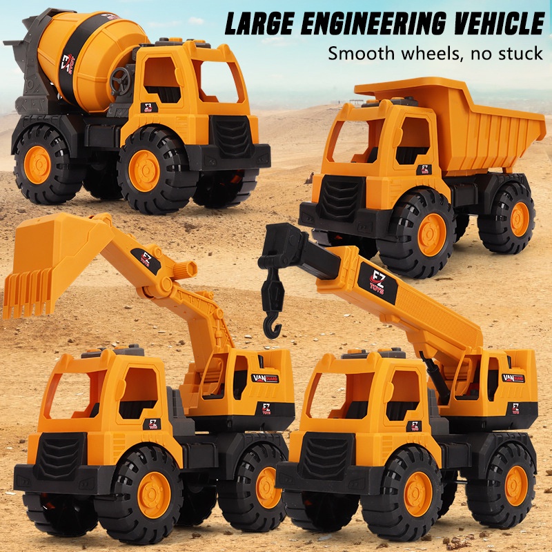 Children's engineering vehicle, boy's toy cement mixer truck, crane ...
