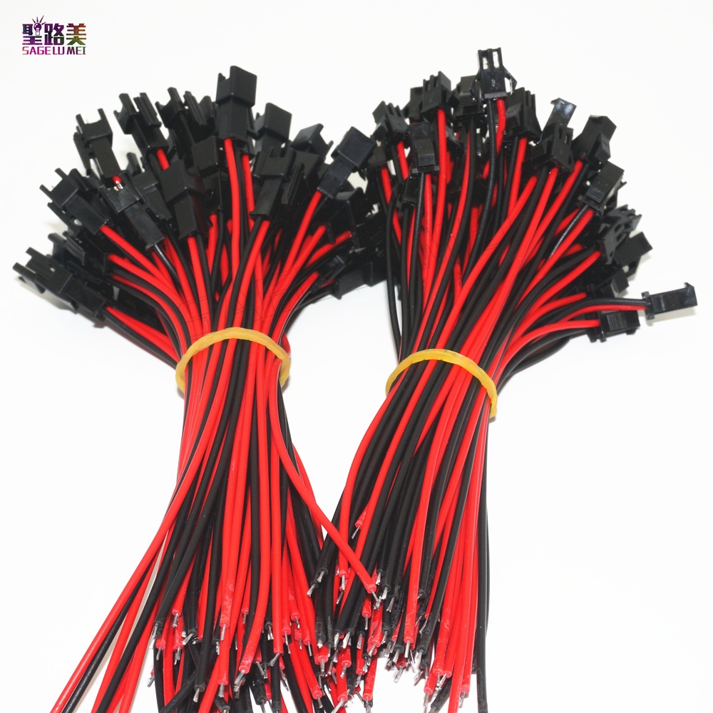 100 pairs 2pin Male to female SM JST connector cable length 15cm Wire ...