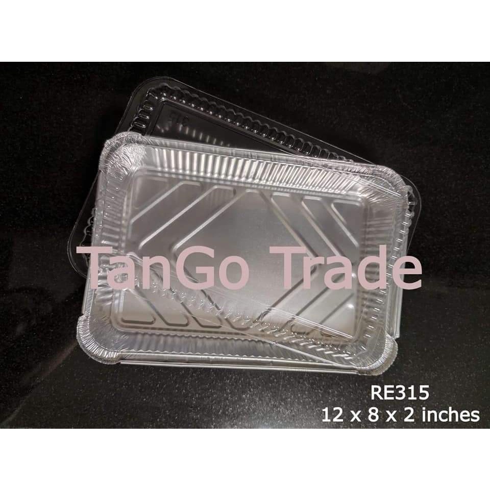 [BIG SIZES] Aluminum foil tray with Lid - (12x8x2) - (12.5x10.5x2.4 ...