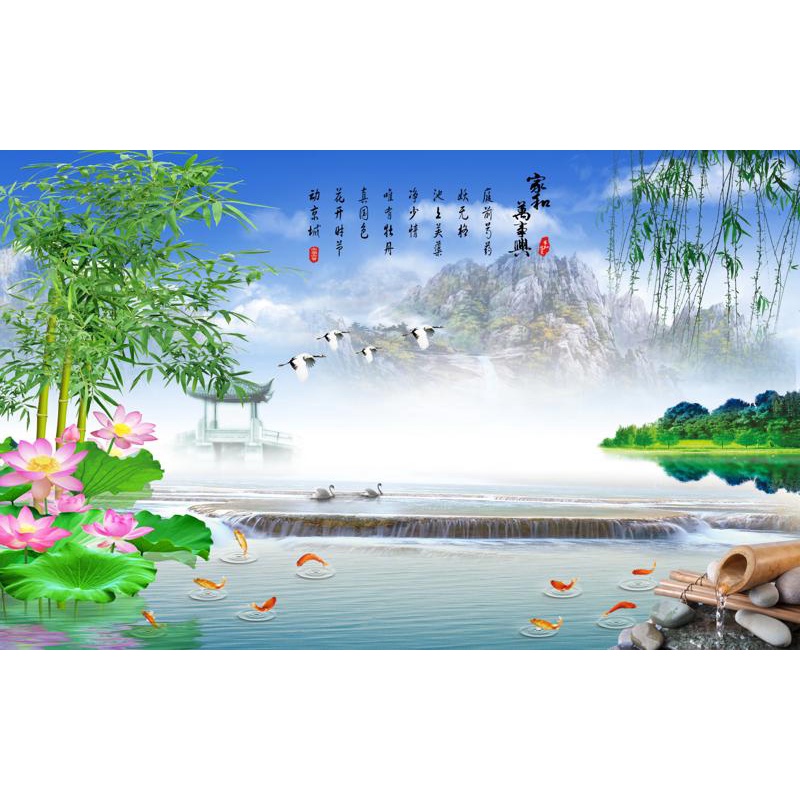TRI VTC wall painting of twin swan lake landscape ZTU-Vol 2 (260 ...