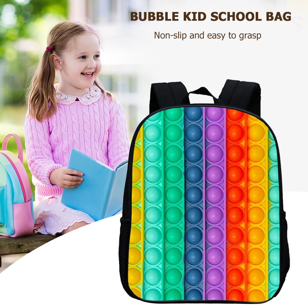 3D Printed Push Bubble Kids School Bag Supplies Teenager Laptop Book ...